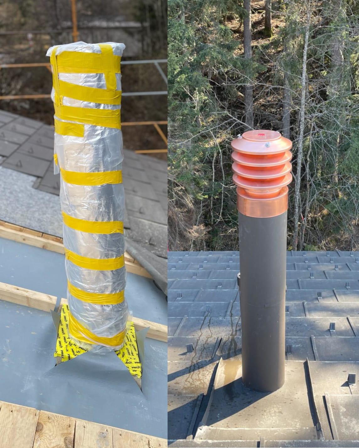 Sortie de toiture de cheminée à gaz - Cheminées du Valais